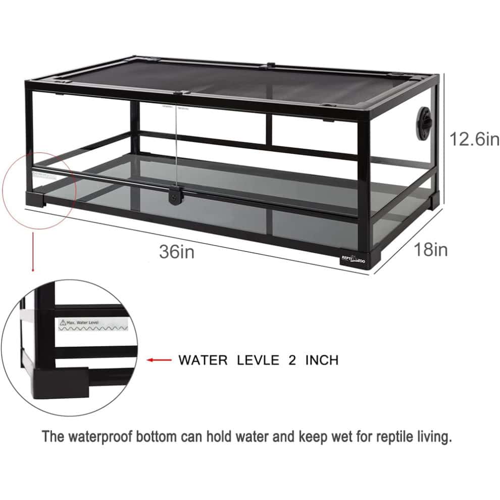 Reptizoo - Reptile Glass Terrarium - 36x18x12'' - Underground Reptiles